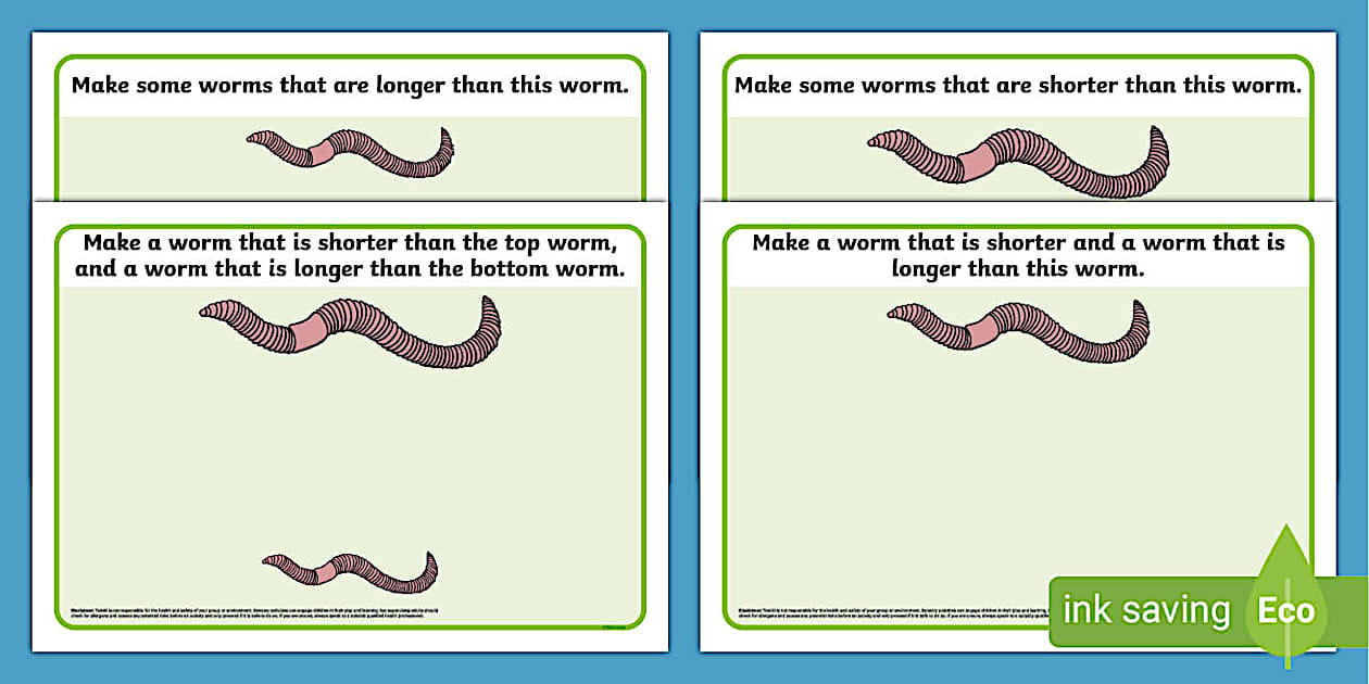Longer And Shorter Worms Modelling Dough Mats | Twinkl
