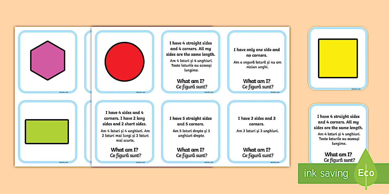 2D Shape Matching Cards English/Romanian (teacher made)
