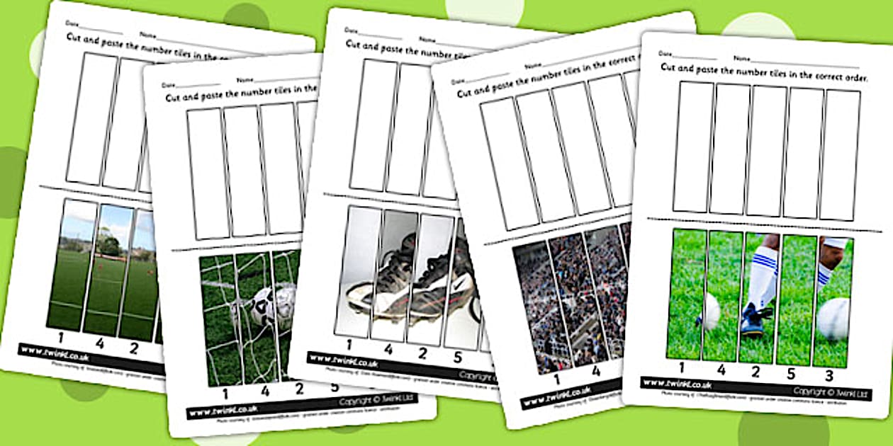 Football Themed Number Sequencing Photo Puzzles - Twinkl