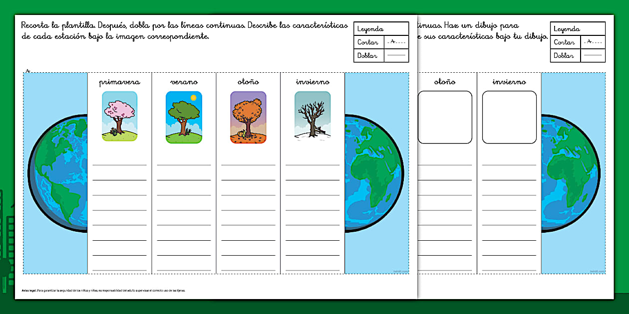Foldable: Las cuatro estaciones (teacher made) - Twinkl
