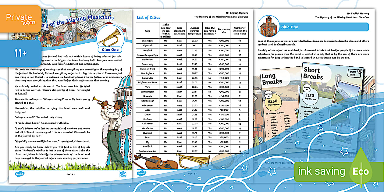 11+ English Summer Mystery Challenge Clue One (Teacher-Made)