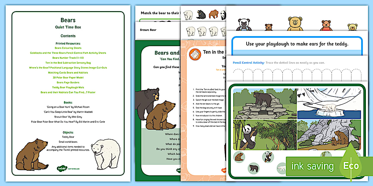 Bears Quiet Time Box (teacher made) - Twinkl