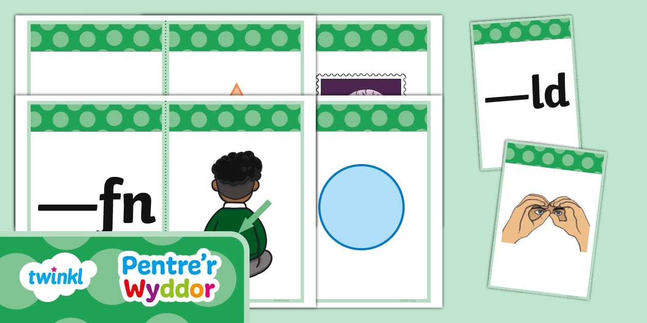 Cardiau Fflach 6: Cytseiniaid Clwm ar Ddiwedd Gair - Twinkl