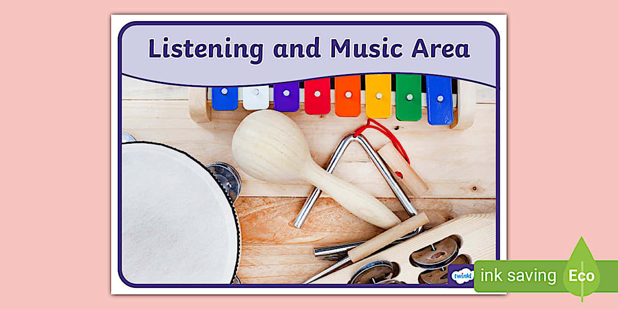 Editable Listening and Music Area Photo Sign (teacher made)