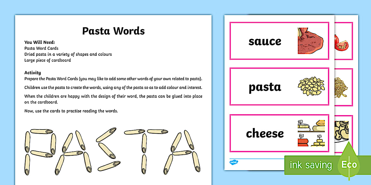 Pasta Words Activity (teacher made) - Twinkl