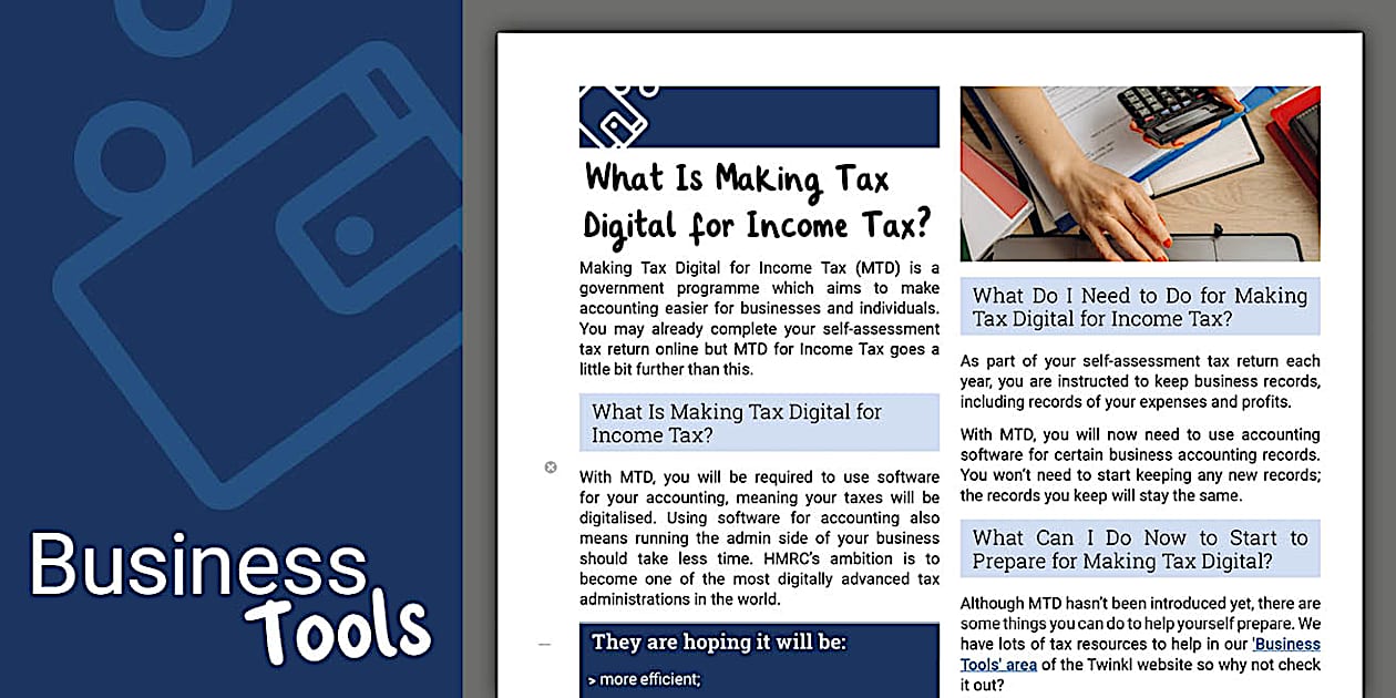 What is Making Tax Digital for Income Tax? - Twinkl