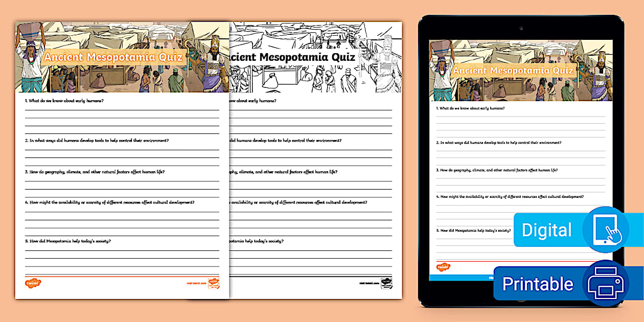 Sixth Grade Ancient Mesopotamia Quiz (teacher made) - Twinkl