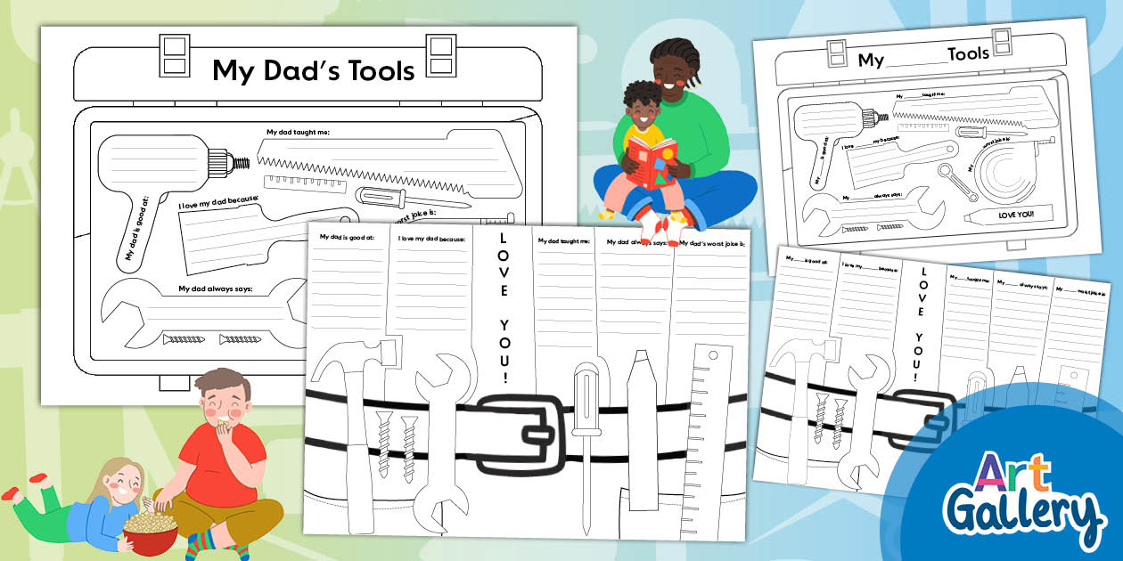 My Dad's Tools Colouring Poster (teacher made) - Twinkl