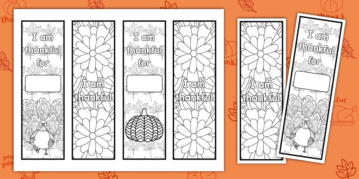 Thanksgiving Coloring Bookmarks (teacher made) - Twinkl