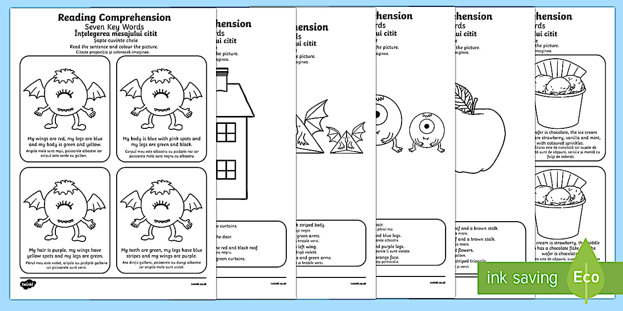 Reading Comprehension Seven Key Words Worksheet / Worksheet Pack