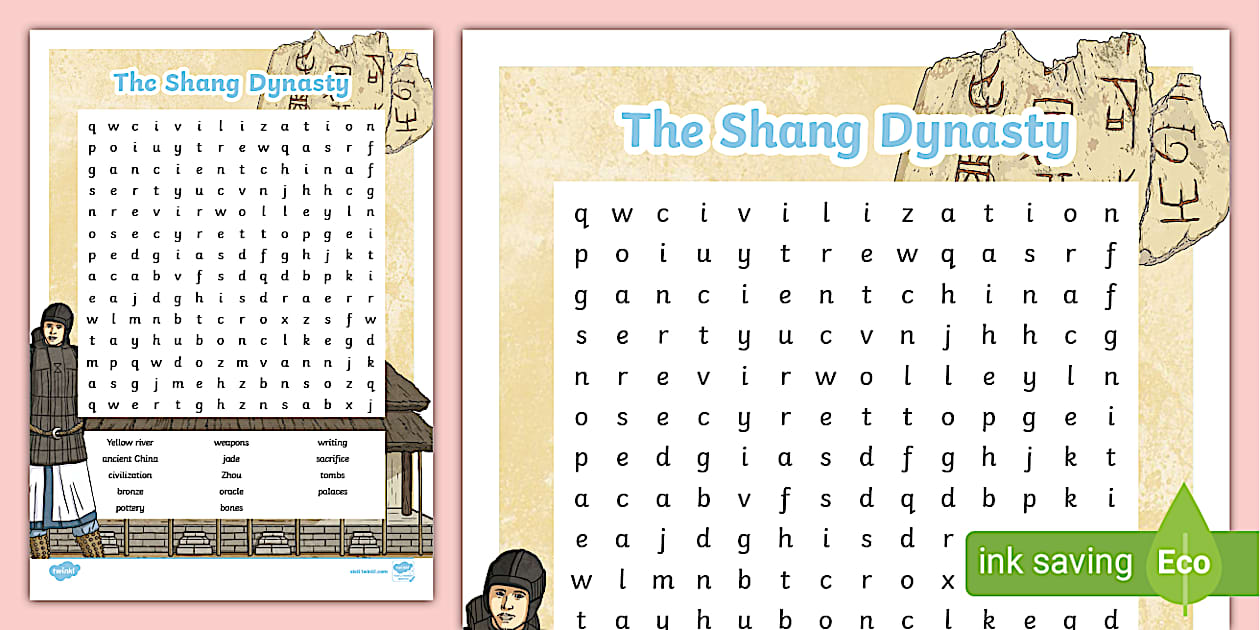 Shang Dynasty Word Search - KS2 - Ancient China - History