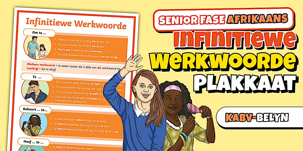 Senior Fase Afrikaans - Infinitiewe Werkwoorde - Plakkaat