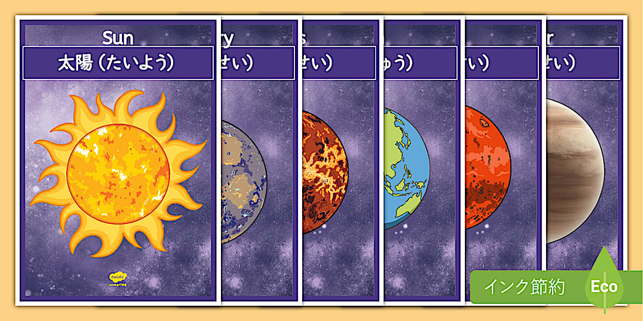 惑星 太陽系 英語と日本語 Planets Detailed Posters Japanese and English