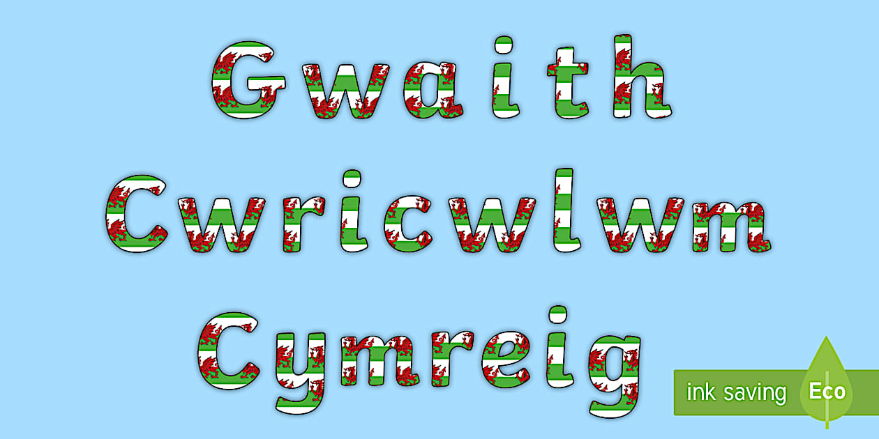 Gwaith Cwricwlwm Cymreig Display Lettering Welsh - Twinkl