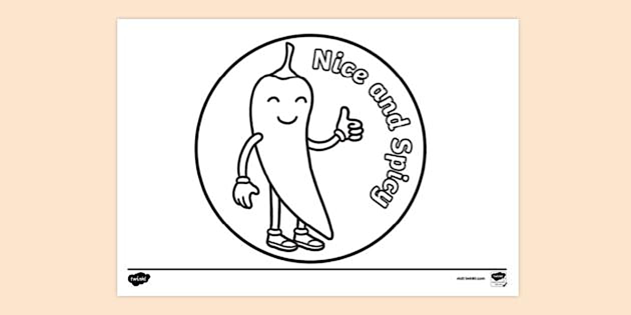 Nice and Spicy Chilli Colouring | Colouring Sheets - Twinkl