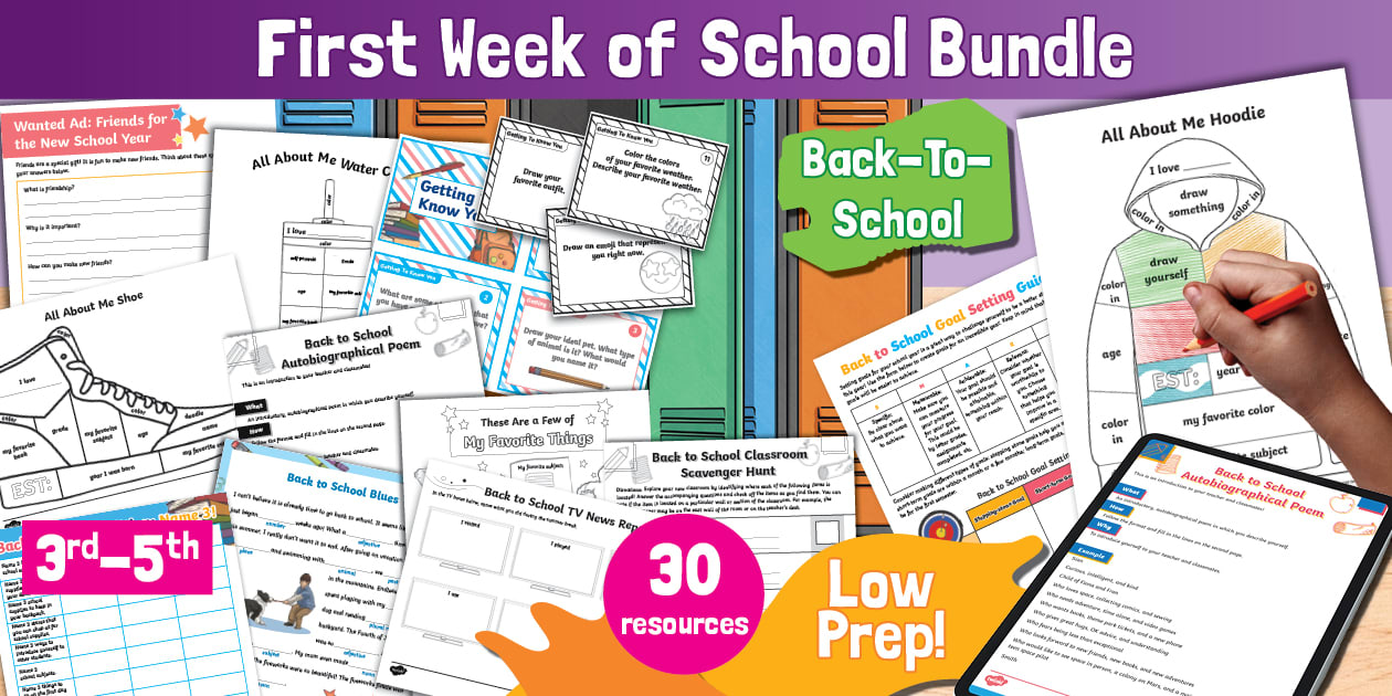 Back-To-School First Week of School Bundle for 3rd-5th Grade