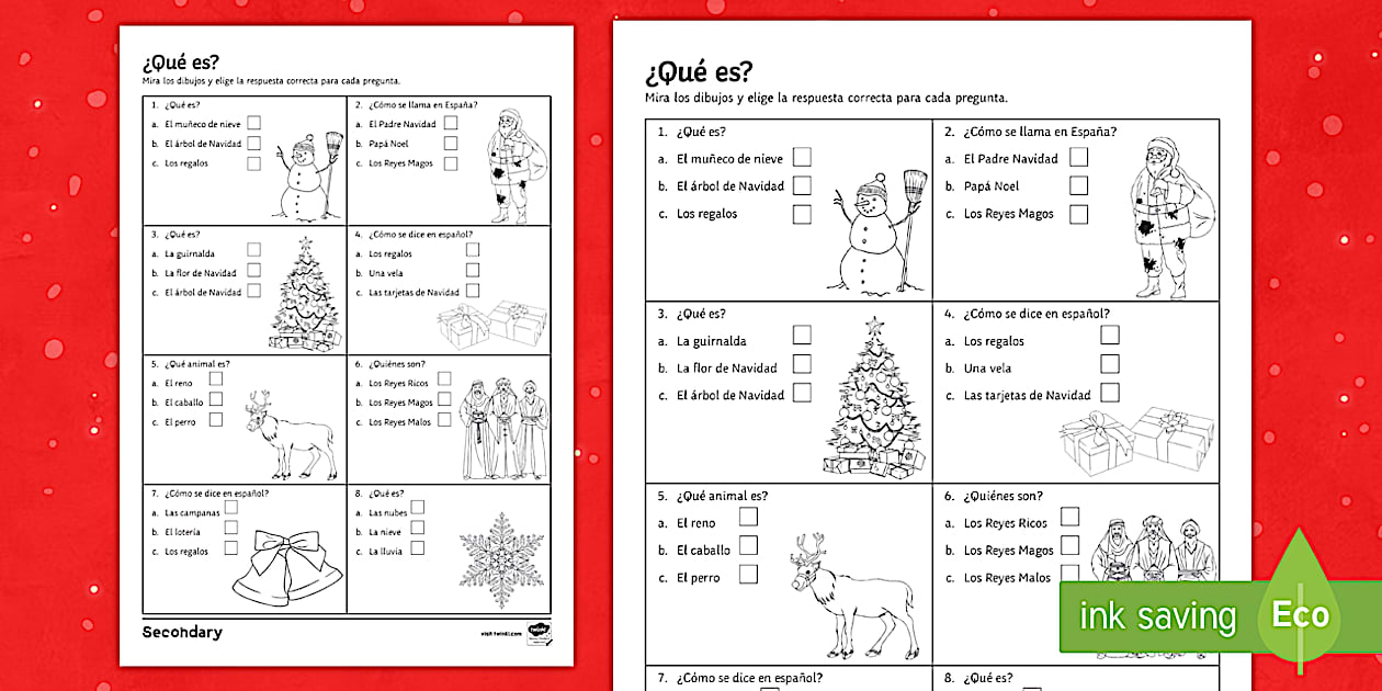 Christmas Quiz Worksheet / Worksheet Spanish (teacher made)