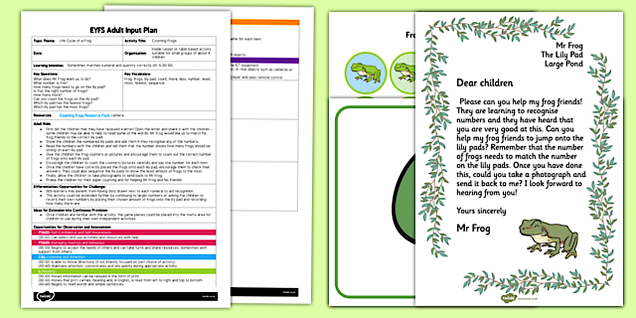Counting Frogs Activity EYFS Adult Input Plan and Resource Pack