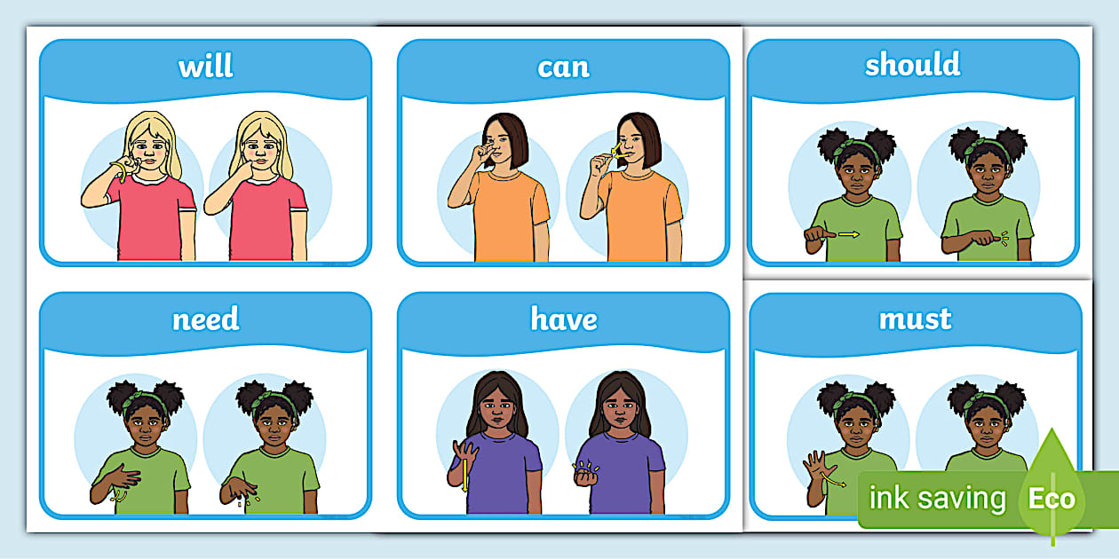 Auslan Auxiliary Verbs Word Cards (teacher made) - Twinkl