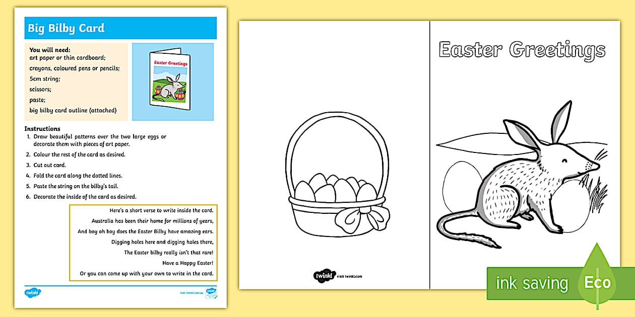 TAS Big Bilby Card Activity (teacher made) - Twinkl