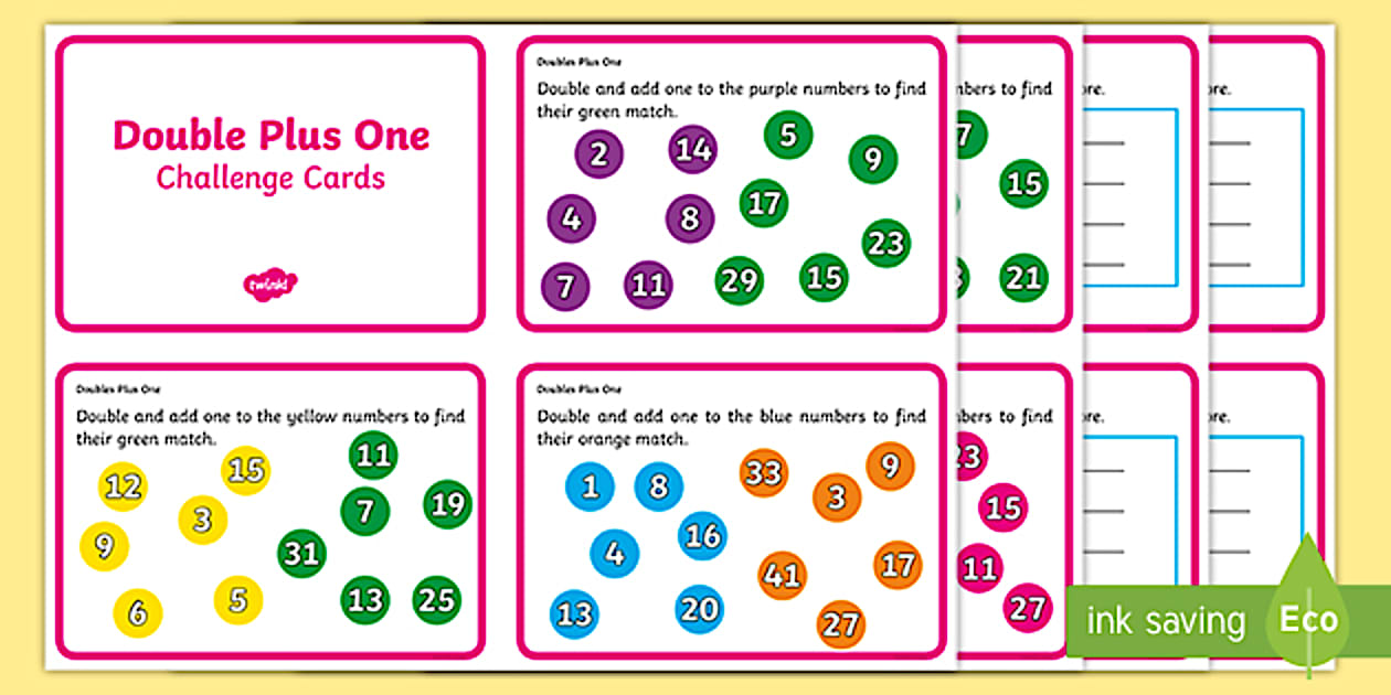 Doubles Plus One Challenge Cards (teacher made) - Twinkl