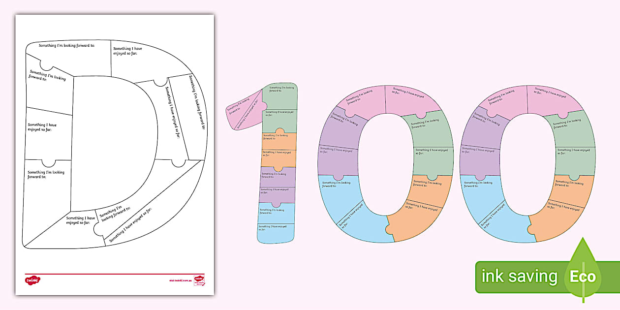 100 Days of School Collaborative Puzzle Activity | Twinkl