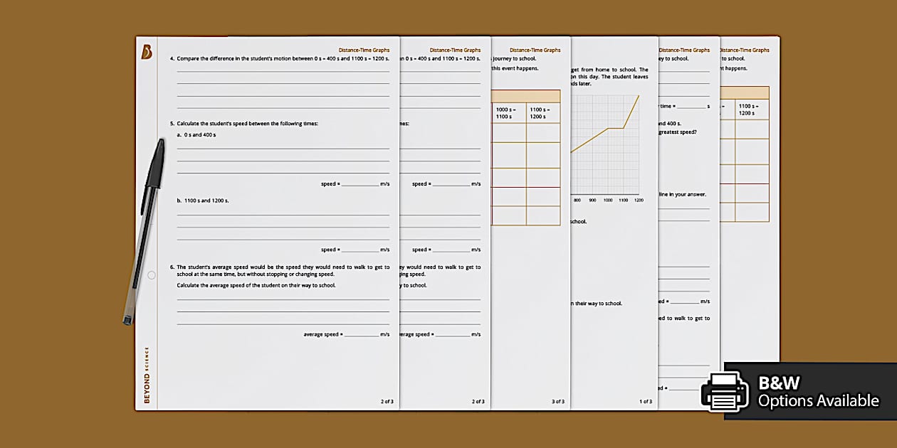 KS3 Distance-Time Graphs Worksheet (teacher made) - Twinkl
