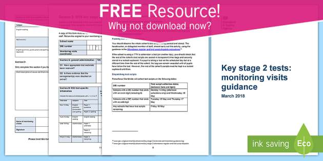 Key Stage 2 Tests: Monitoring Visits Guidance and Form DfE Adult Guidance