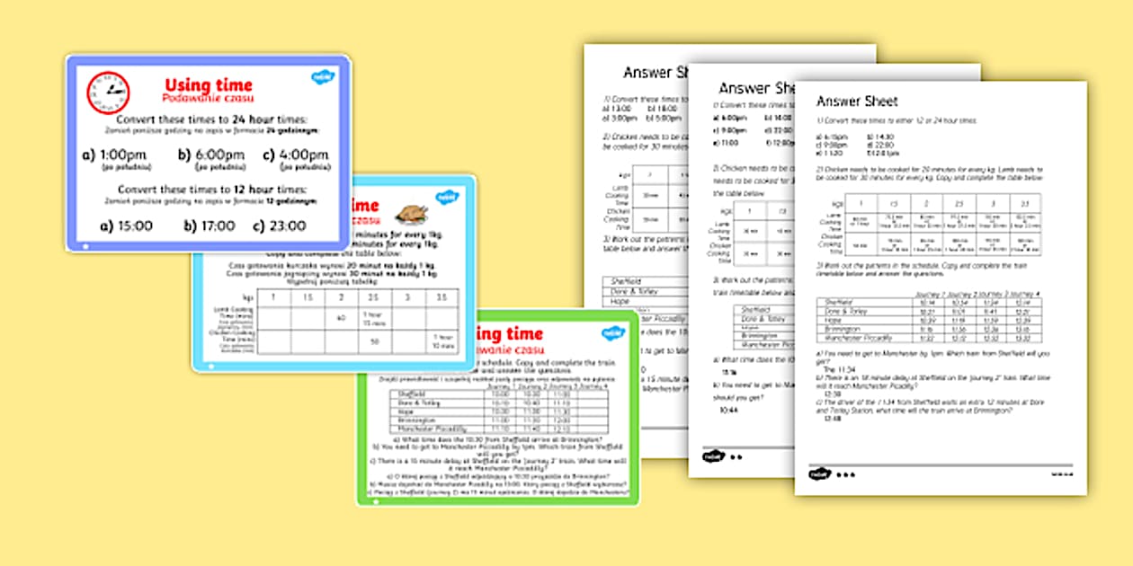 Using Time Maths Challenge Cards English/Polish - Using Time Maths ...