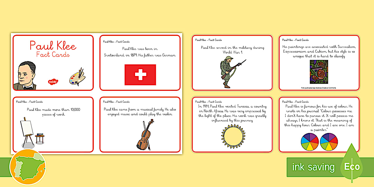 Paul Klee Fact Cards - English (teacher made) - Twinkl