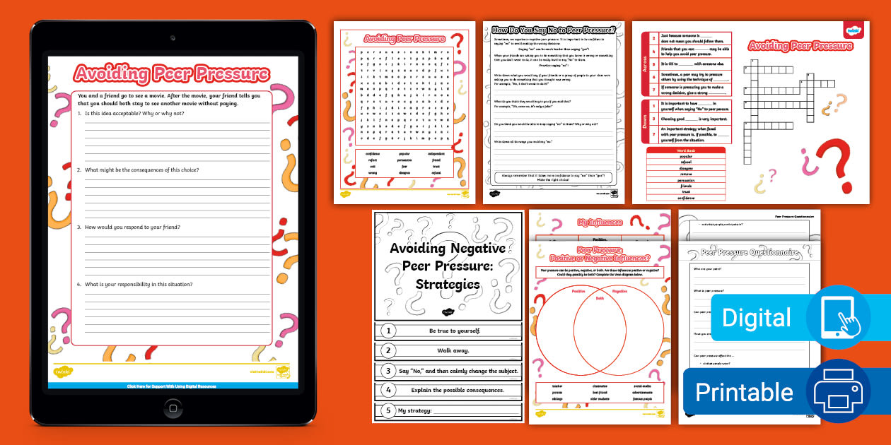 Grades 6-8 Printable Peer Pressure Worksheets | Twinkl USA