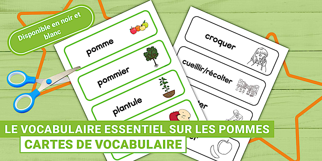 Vocabulary Cards Apples French (Teacher-Made) - Twinkl