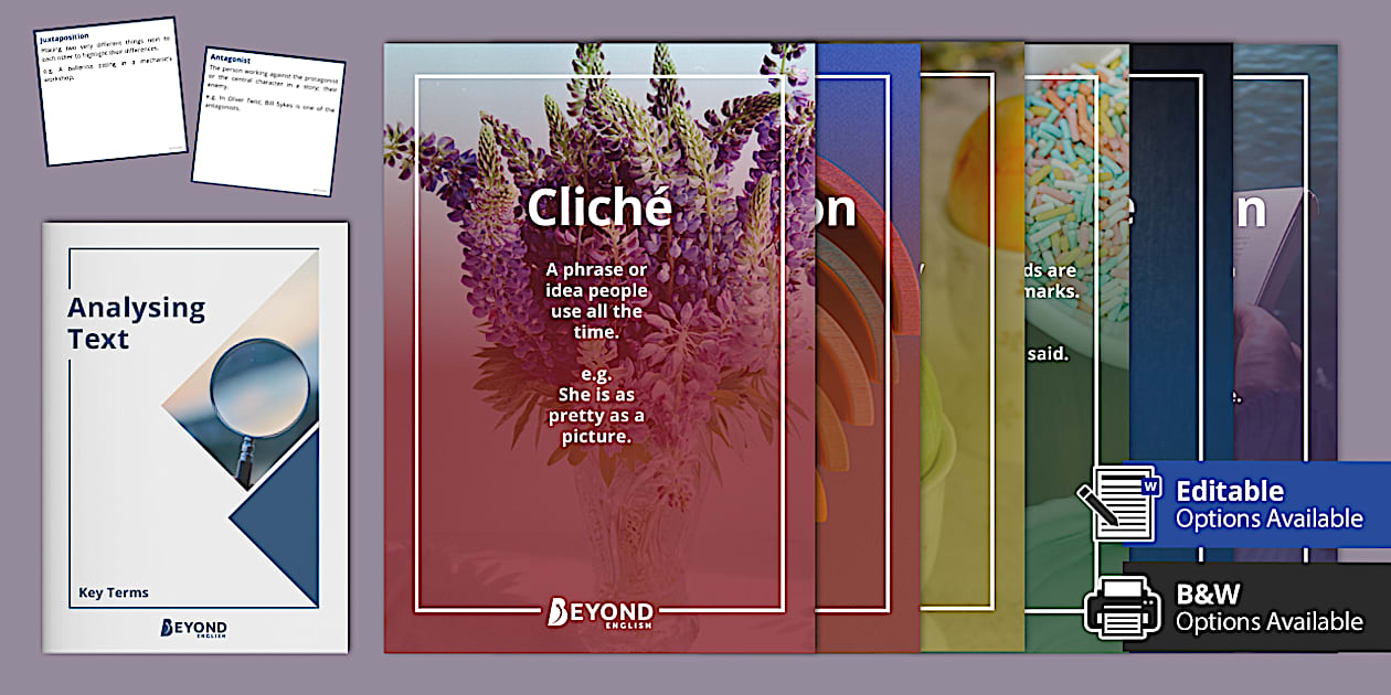 Analysing Text: GCSE Key Terms Practise Pack LA - Twinkl