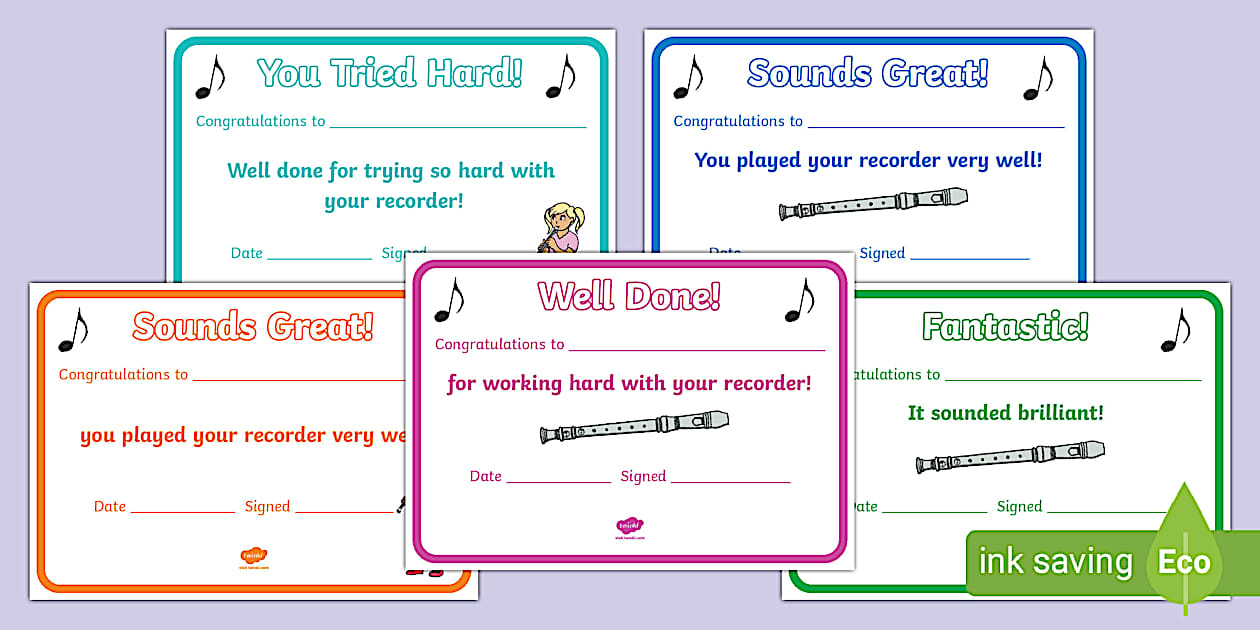 Editable Recorder Certificates (Hecho por educadores)