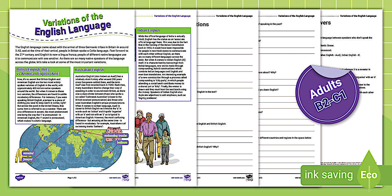 ESL Variations of the English Language [Adults, B2-C1]