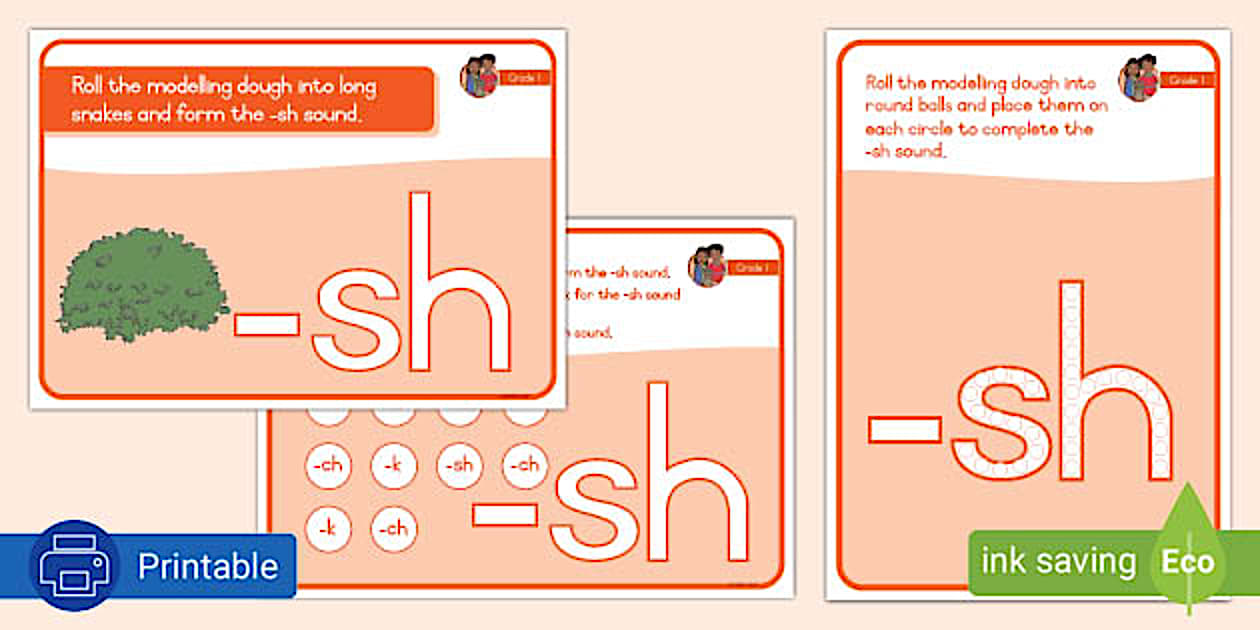 Grade 1 Phonics: -sh Modelling Dough Playmats