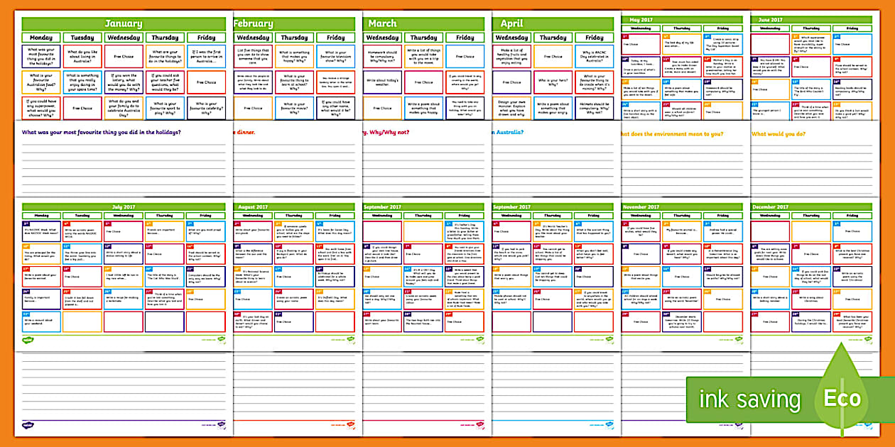 Monthly Writing Prompts Activity Pack