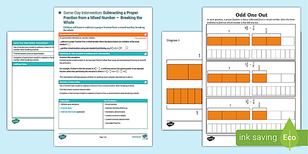👉 Y5 Maths Plan: Fraction Subtract Mixed Number - Breaking a Whole