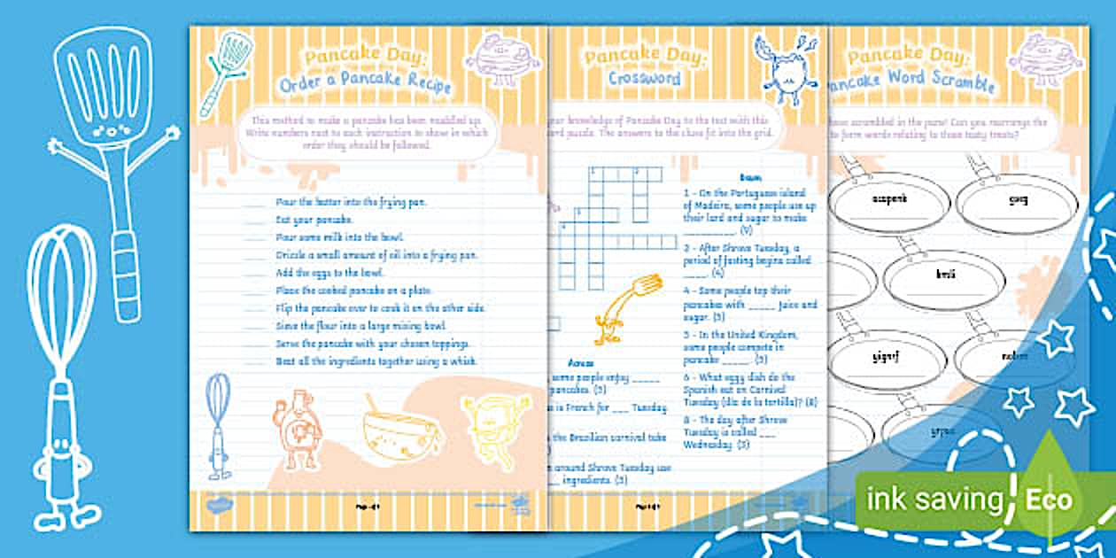 Pancake Day: Word Challenges (Ages 5 - 7) (teacher made)