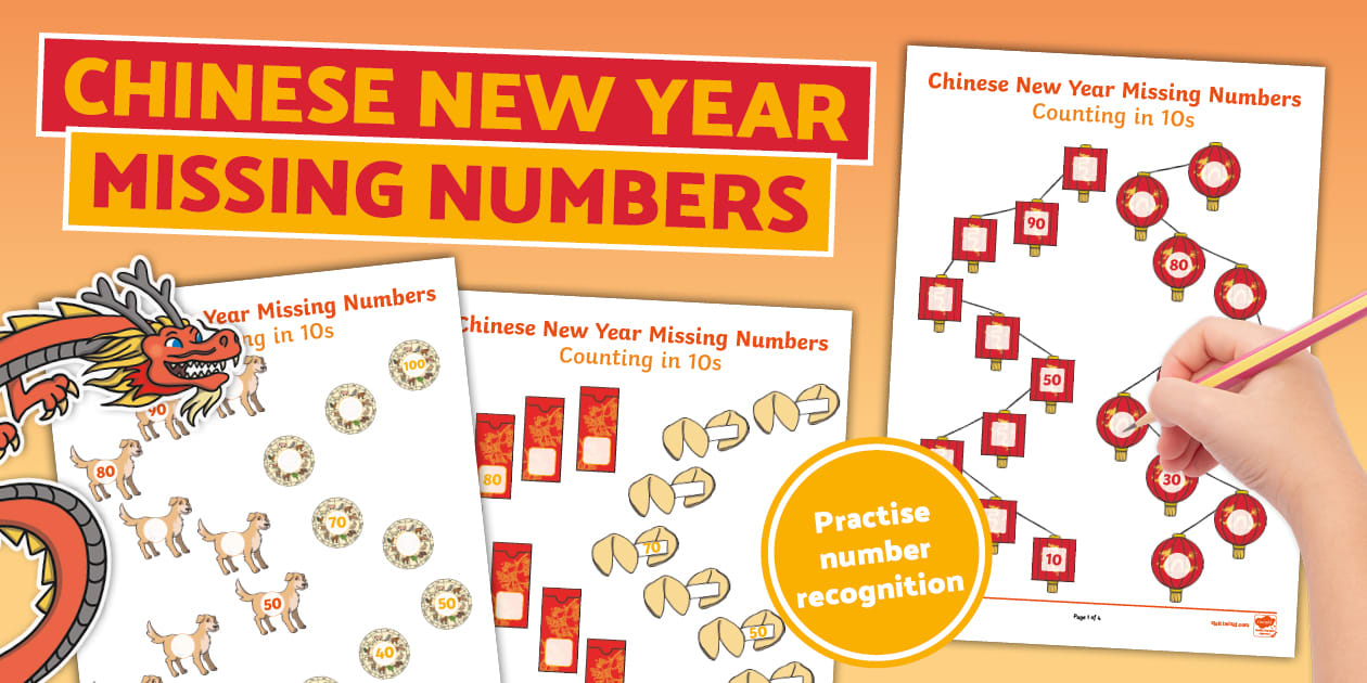 Chinese New Year Missing Numbers Counting in 10s Activity