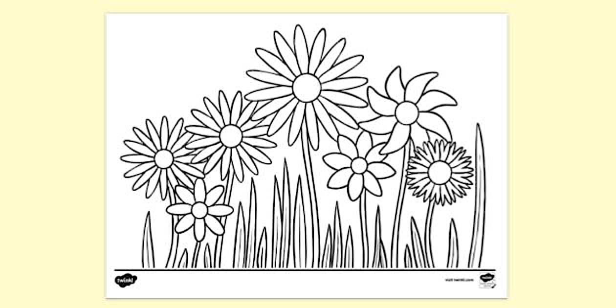 Colouring Page Summer Flowers | Colouring Sheets - Twinkl