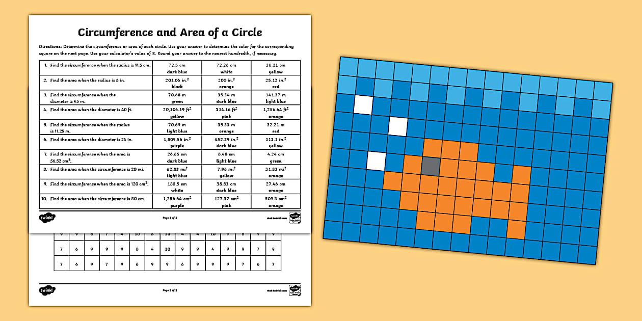 Circumference and Area of a Circle Worksheet | Twinkl USA