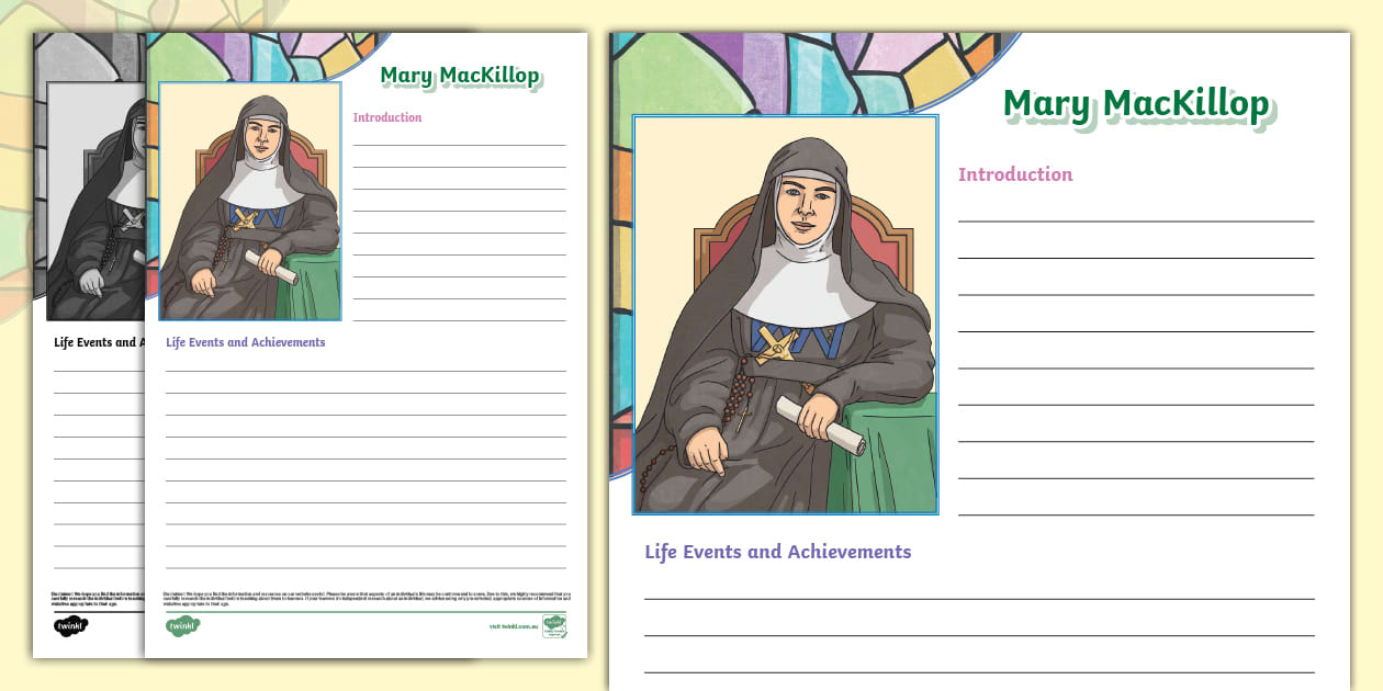 Mary MacKillop Biography Template - Twinkl