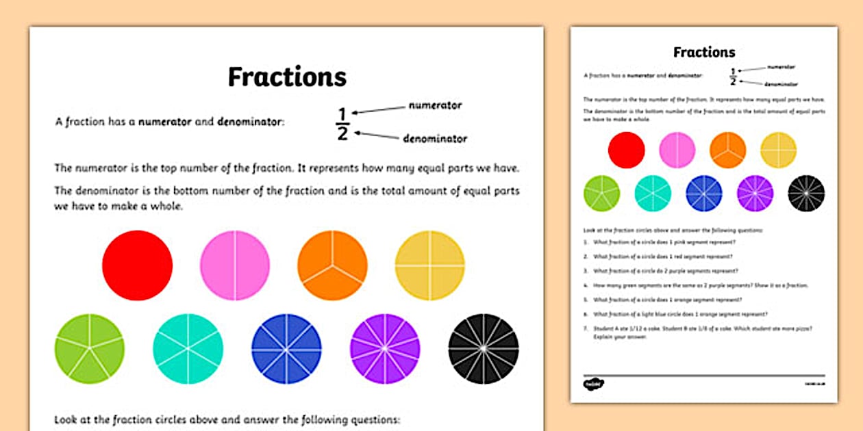 Editable Fraction Worksheet (teacher made) - Twinkl