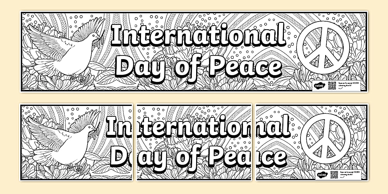 International Day of Peace Mindfulness Colouring Banner