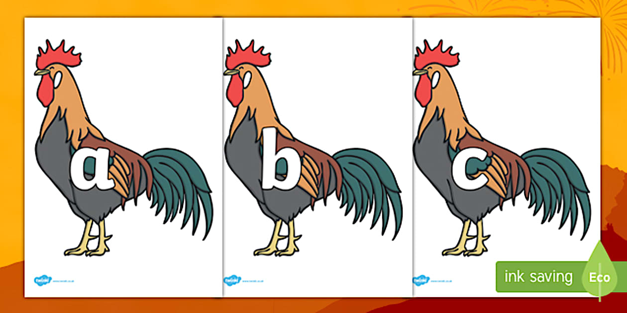 Cursive Chinese New Year Rooster Display Alphabet Line