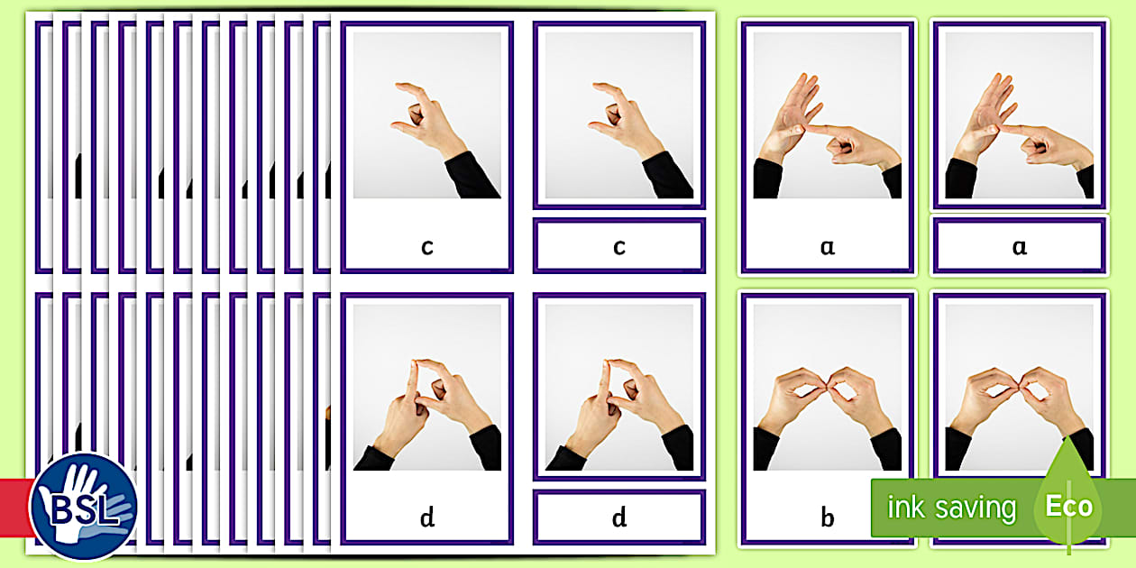 British Sign Language (BSL) Alphabet (Signer's View) Three Part Cards