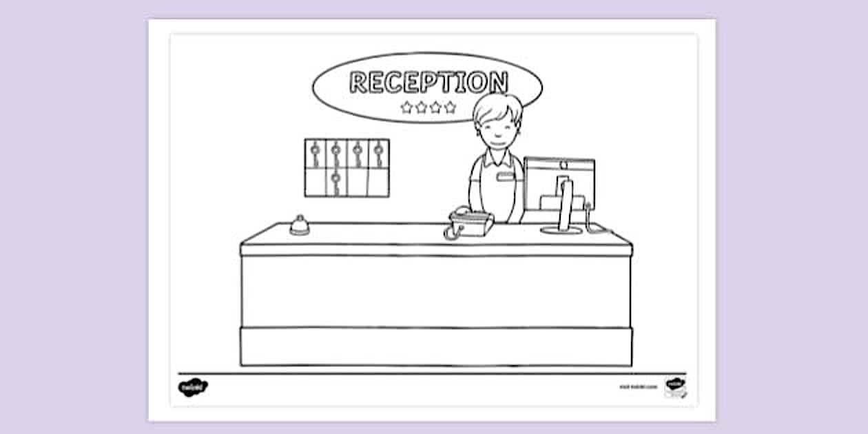 Receptionist Behind Desk Colouring Sheet | Colouring Sheets