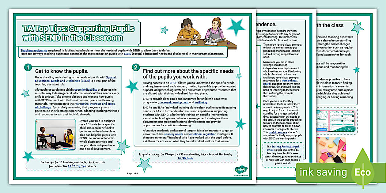 TA Top Tips: Supporting Pupils with SEND in the Classroom