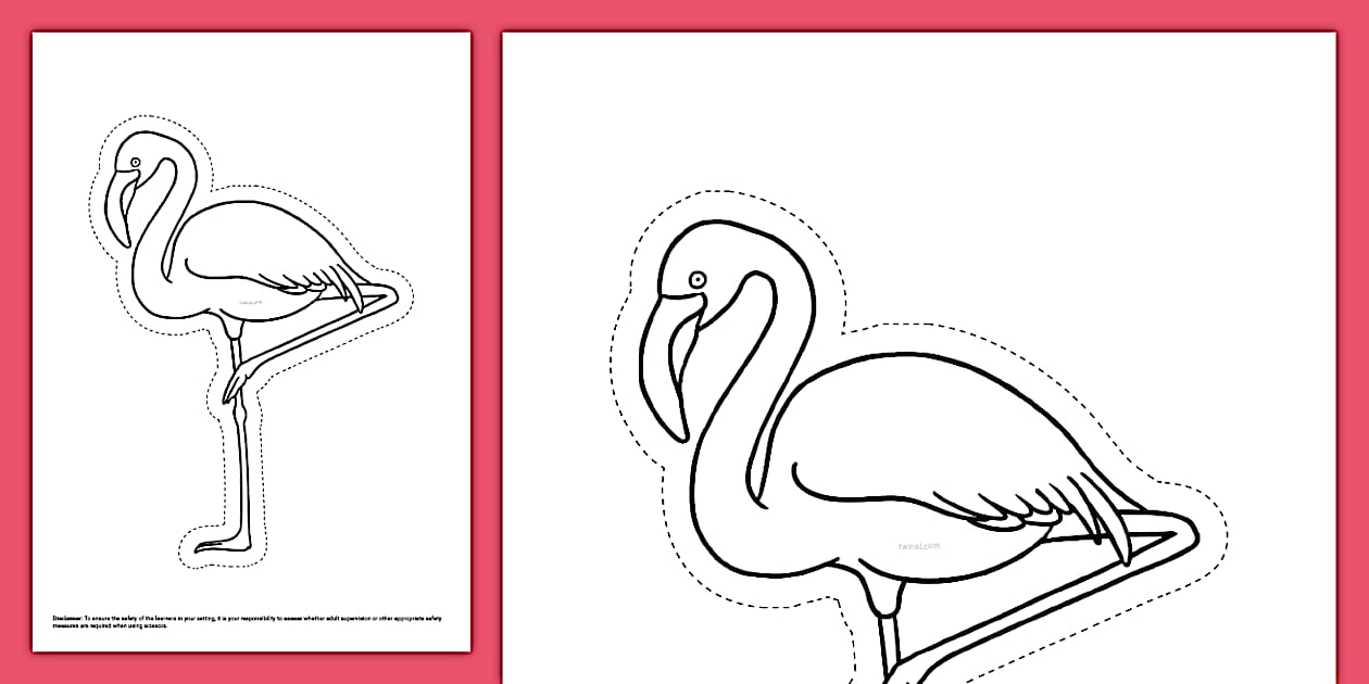 Black and White Flamingo Bird Display Cut Out - Twinkl
